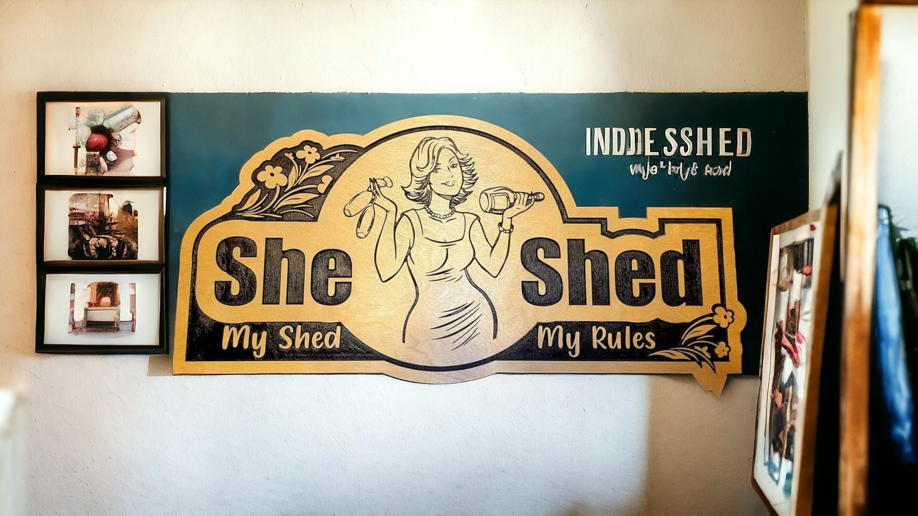 Custom Wooden She-shed Sign, She Shed Wall Decor Craft Room Decor ...