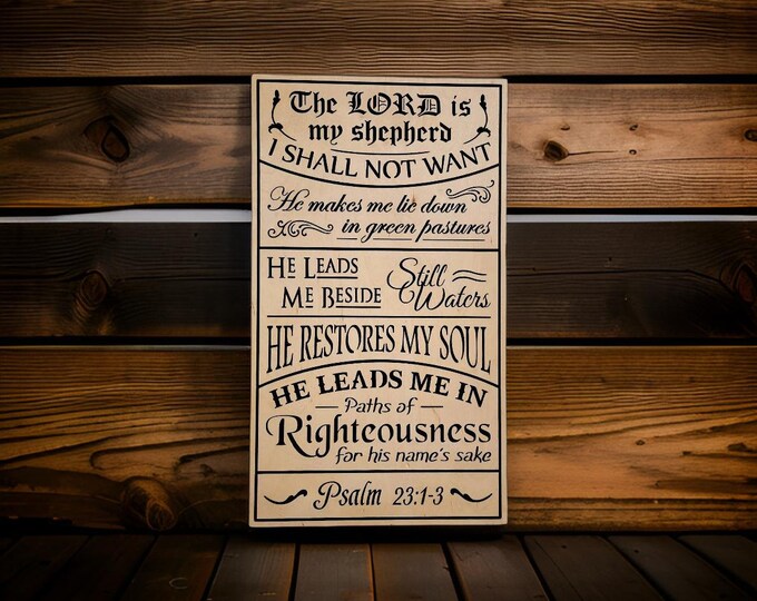Custom Carved Wooden Sign, Psalm 23 Wall Art, Scripture Decor, Bible ...