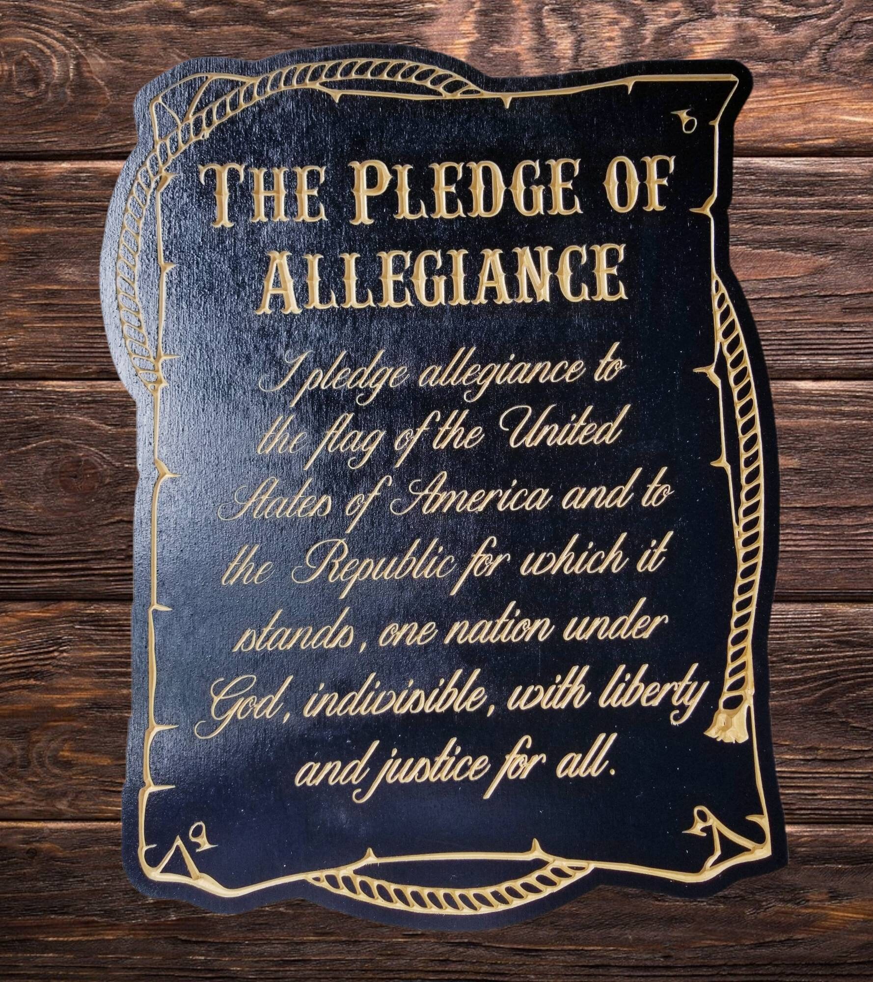 Pledge of Allegiance - Pledge Wood Sign - Wall Hanging - Wall Art ...