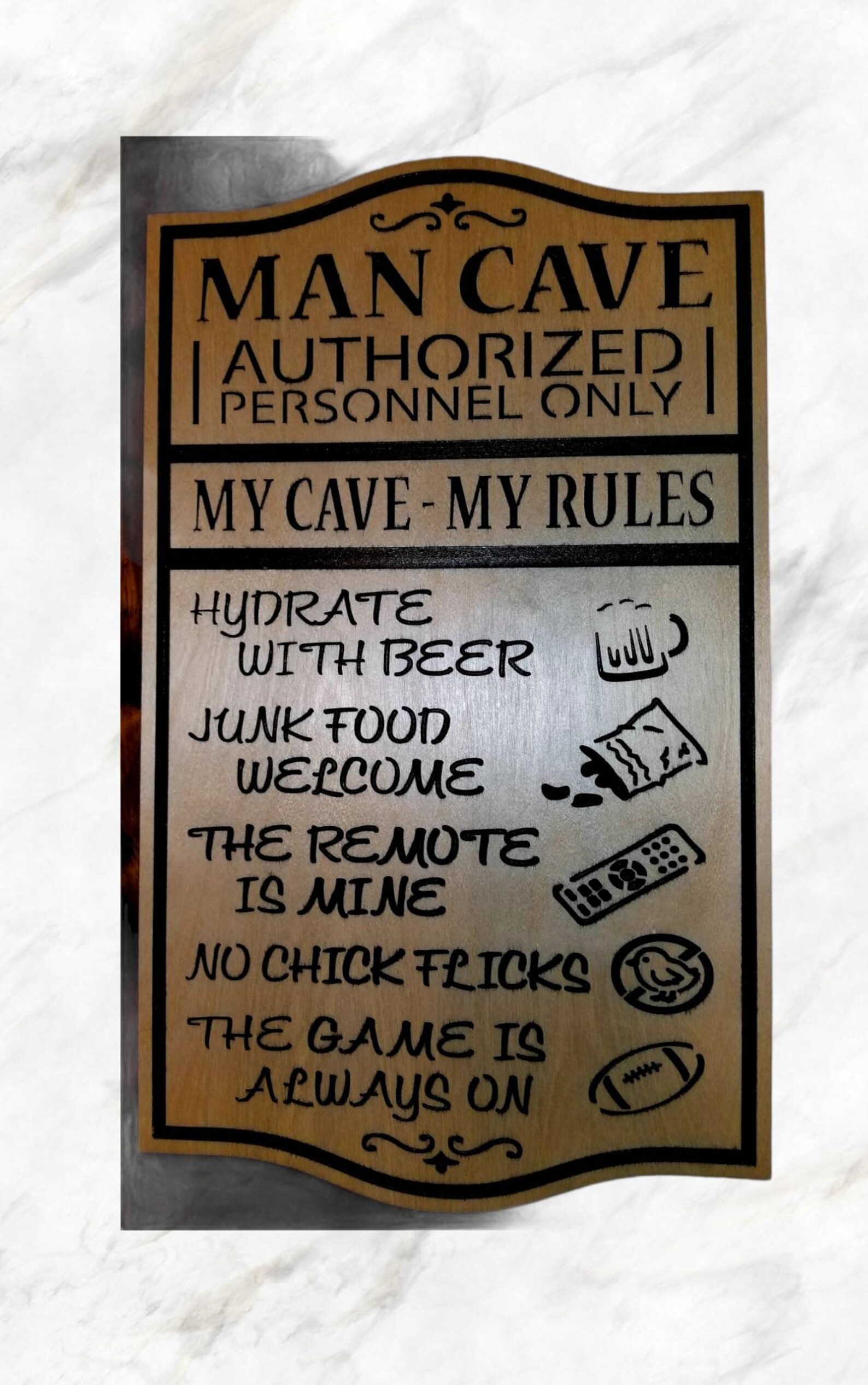 Custom Carved Wooden Sign, Man Cave Rules - Etsy