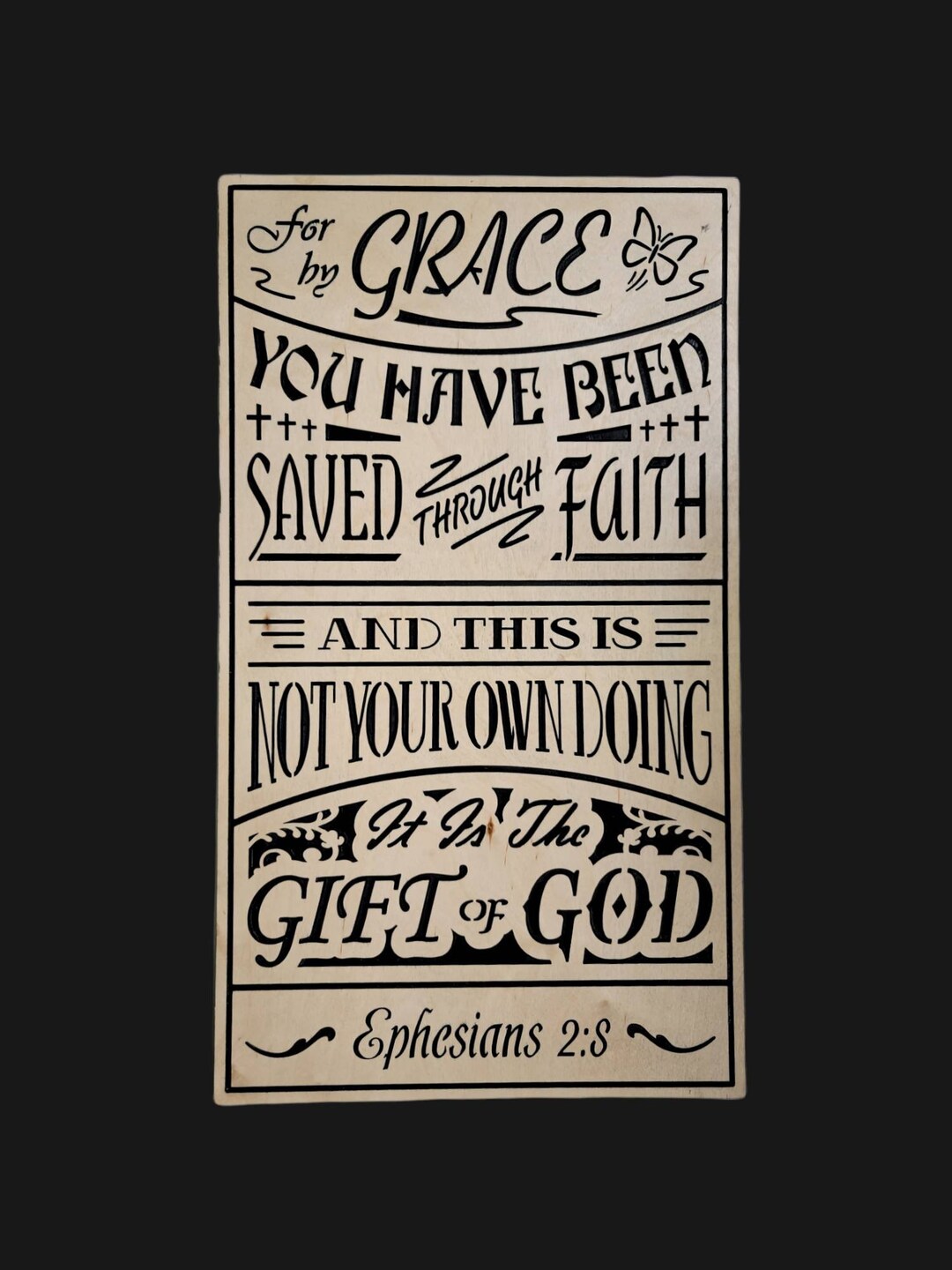 Custom Carved Wooden Sign, Ephesians 2:8, Bible Verse Wall Art ...