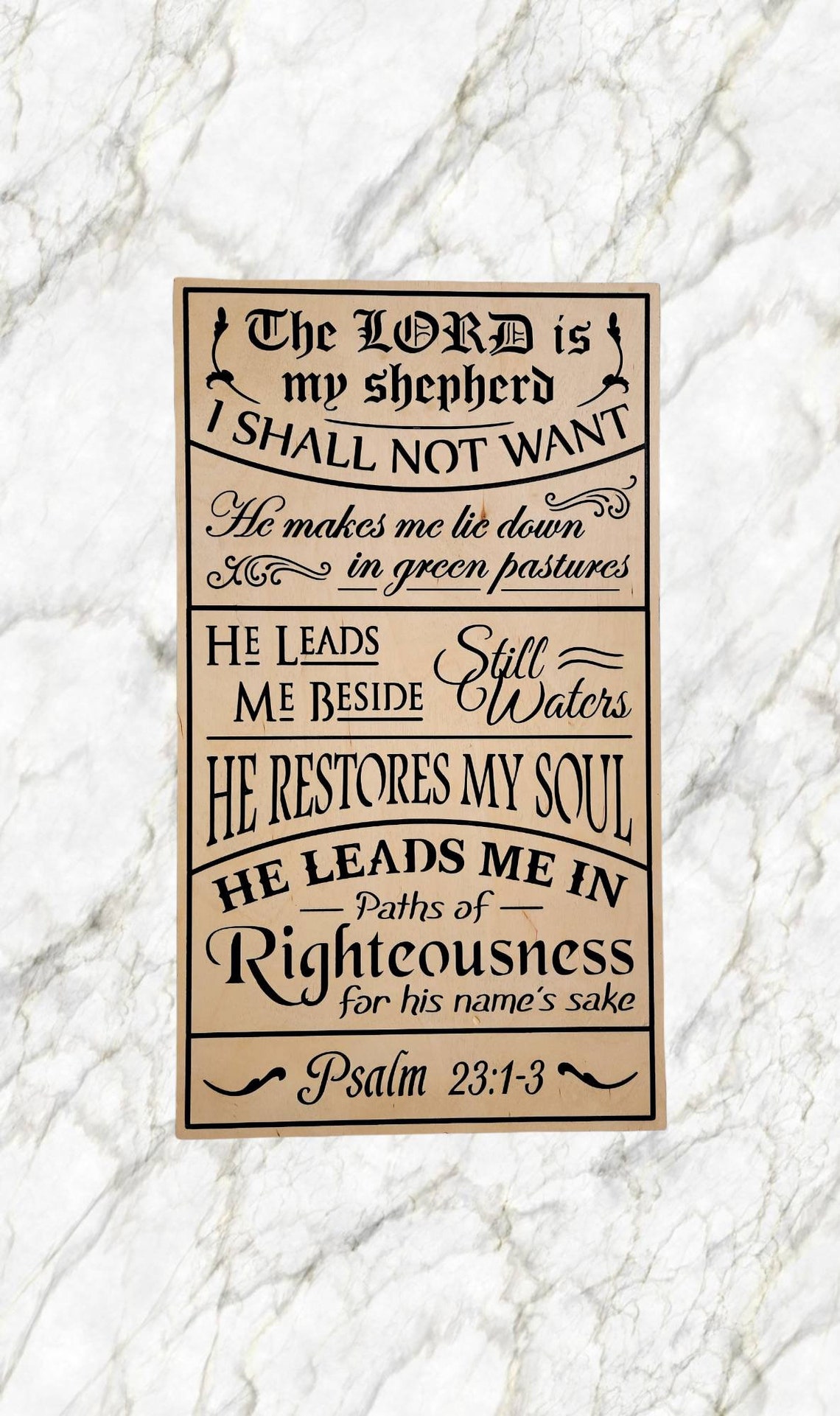 Custom Carved Wooden Sign Psalm 23 Wall Art Scripture Decor | Etsy
