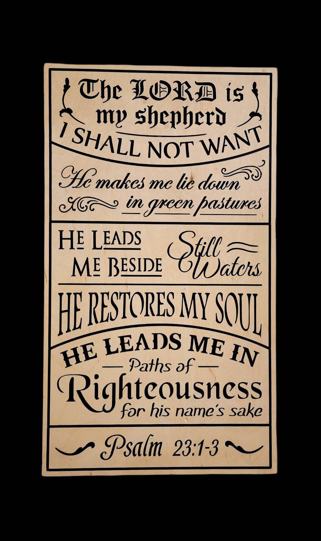 Custom Carved Wooden Sign, Psalm 23 Wall Art, Scripture Decor, Bible ...