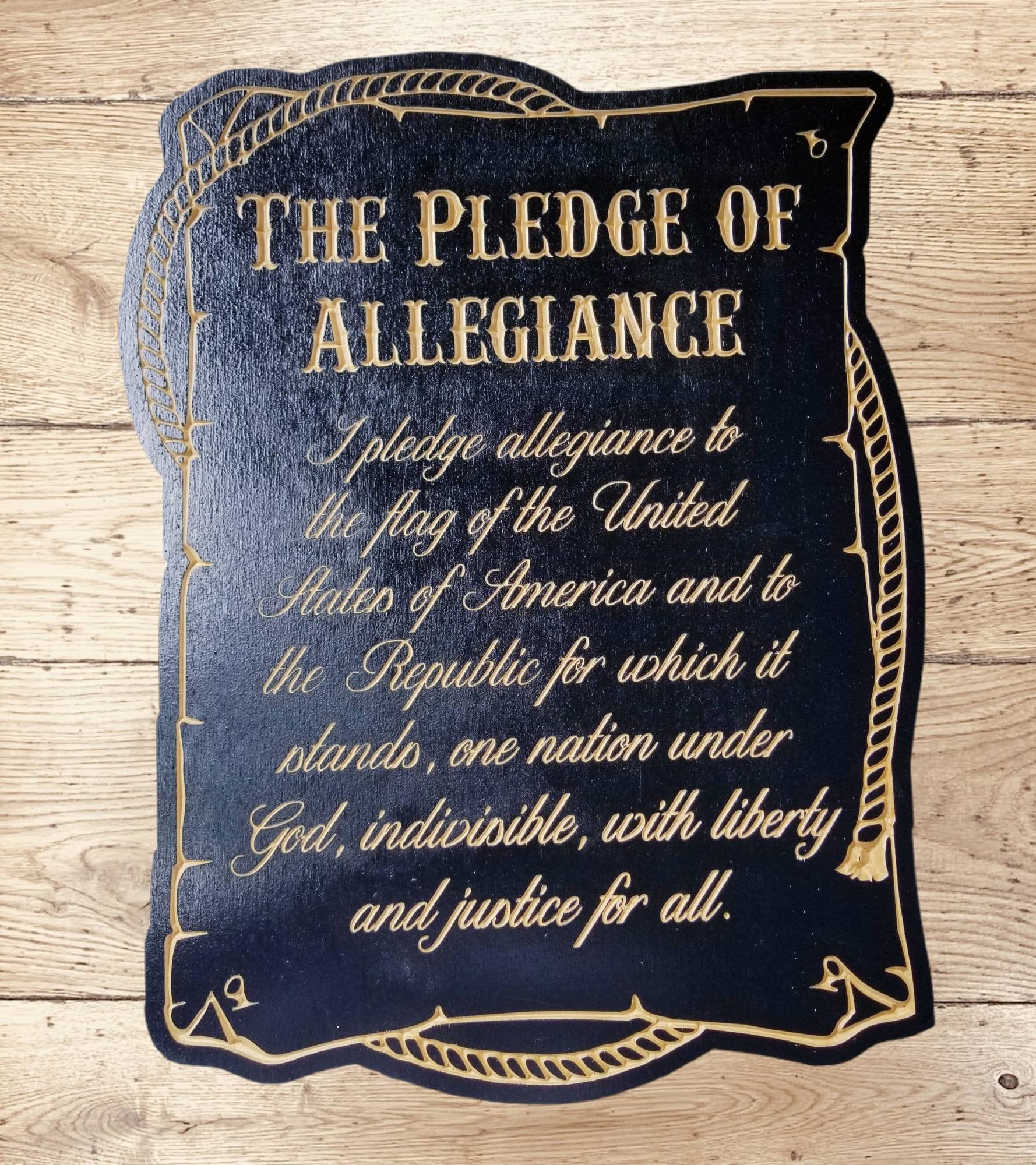 Pledge of Allegiance - Pledge Wood Sign - Wall Hanging - Wall Art ...