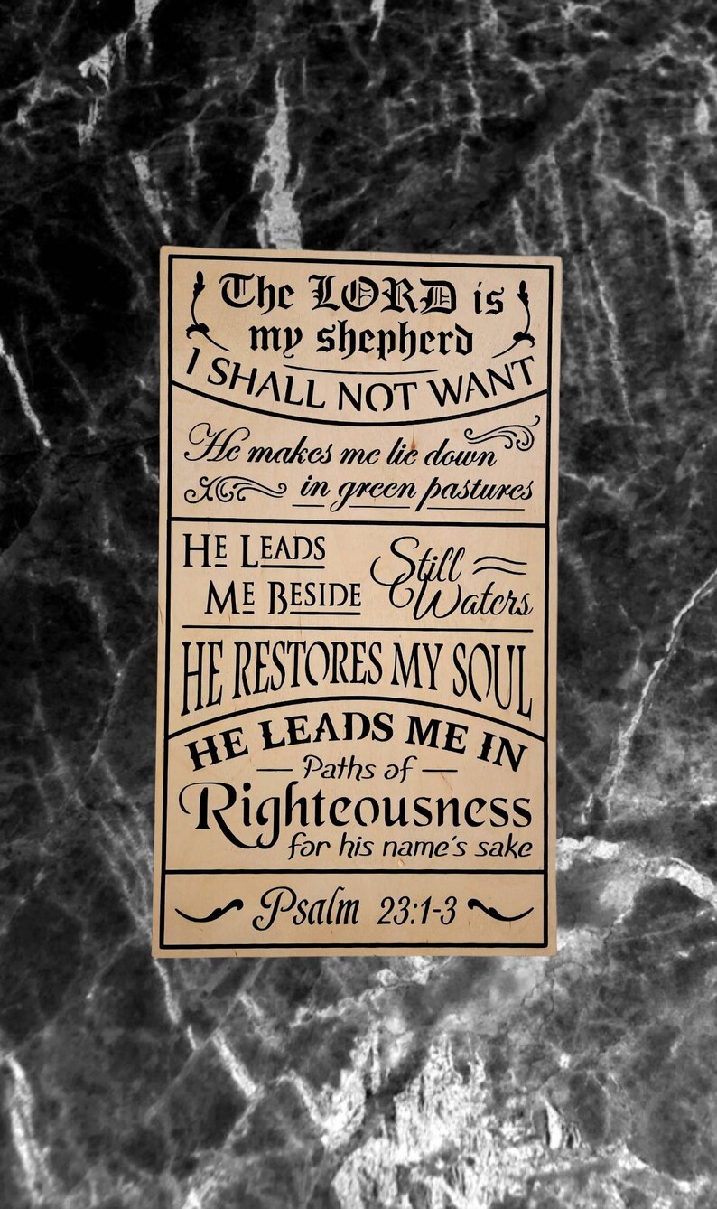 Custom Carved Wooden Sign, Psalm 23 Wall Art, Scripture Decor, Bible ...