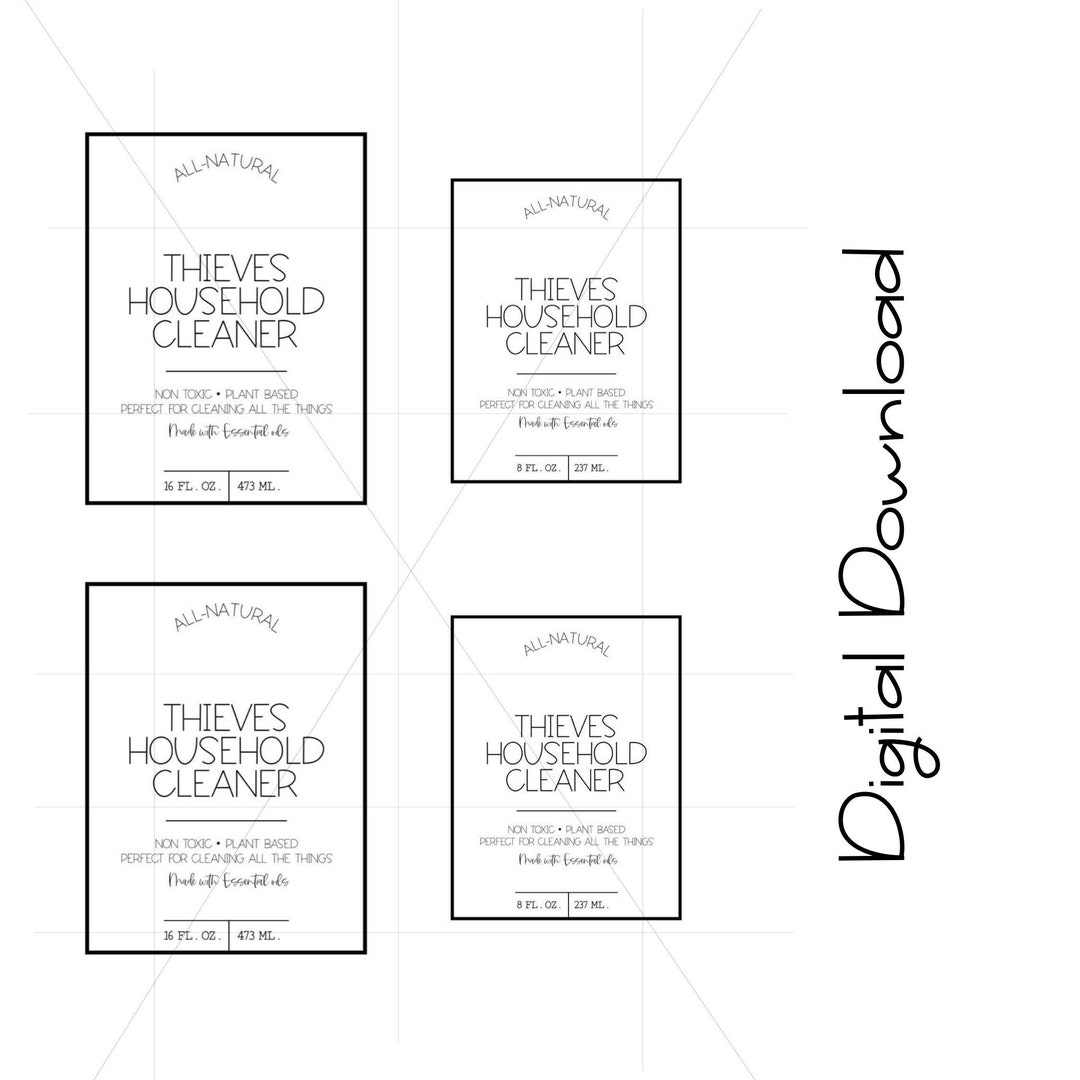 Download and Print Thieves Household Cleaner for 16oz and 8oz Glass ...