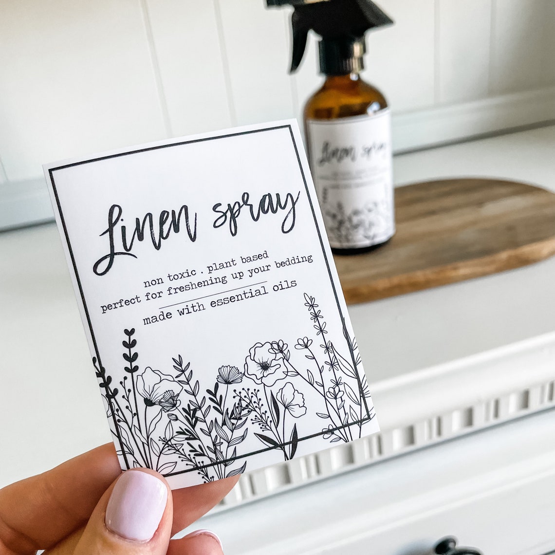 Linen Spray Label: Modern DIY Essential Oil Blend, Waterproof Vinyl - Etsy