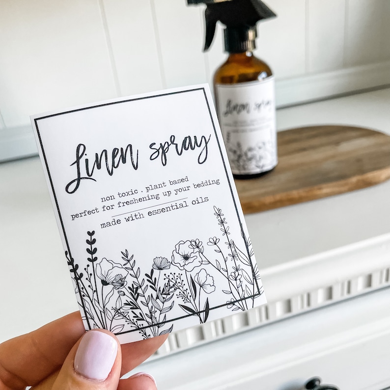 Linen Spray Label: Modern DIY Essential Oil Blend, Waterproof Vinyl - Etsy