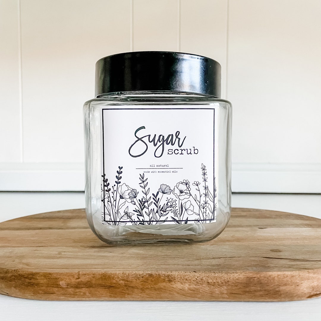 Sugar Scrub Label: Waterproof Vinyl, Modern Floral Design - Etsy