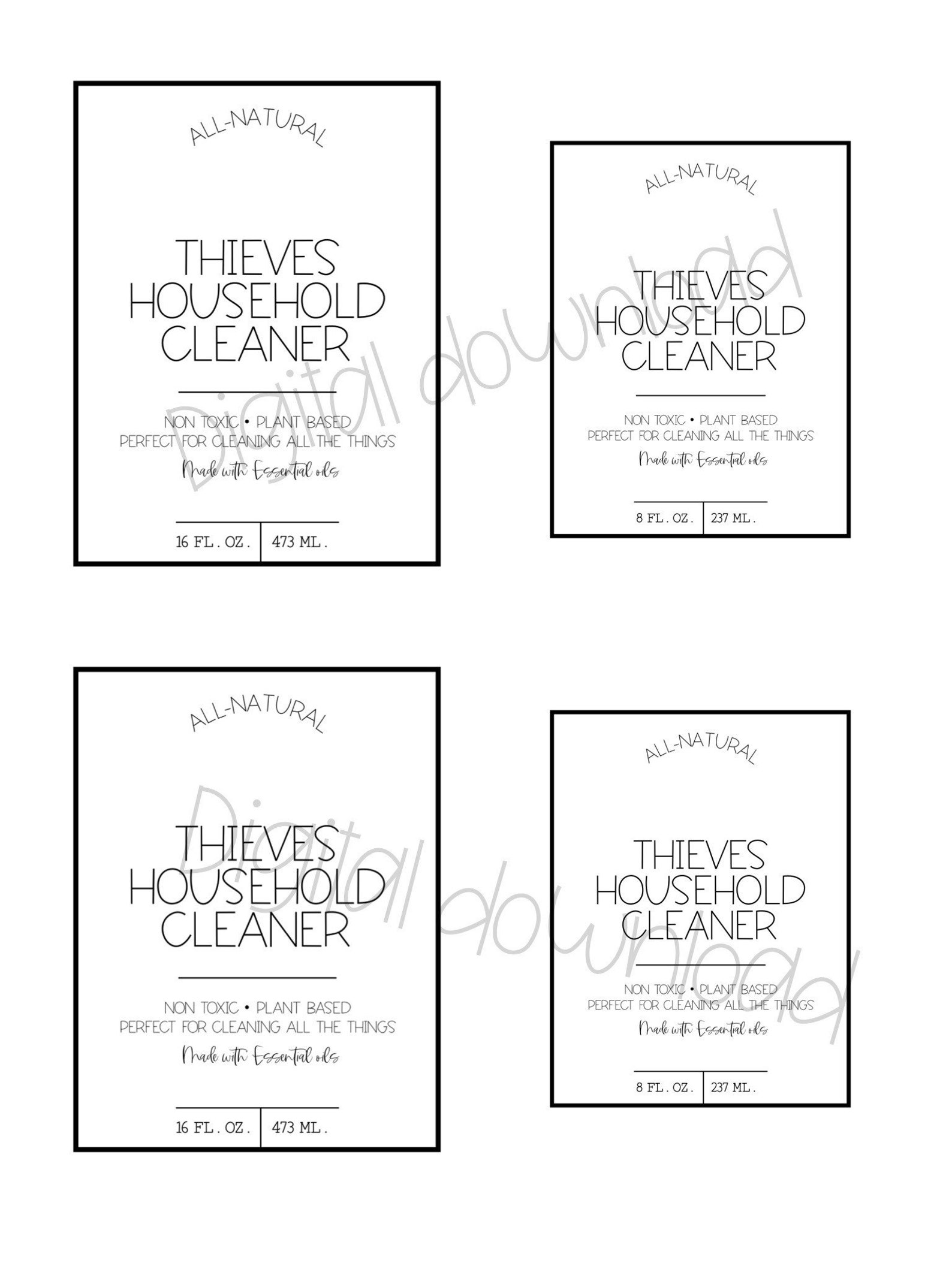 Download and Print Thieves Household Cleaner for 16oz and 8oz - Etsy