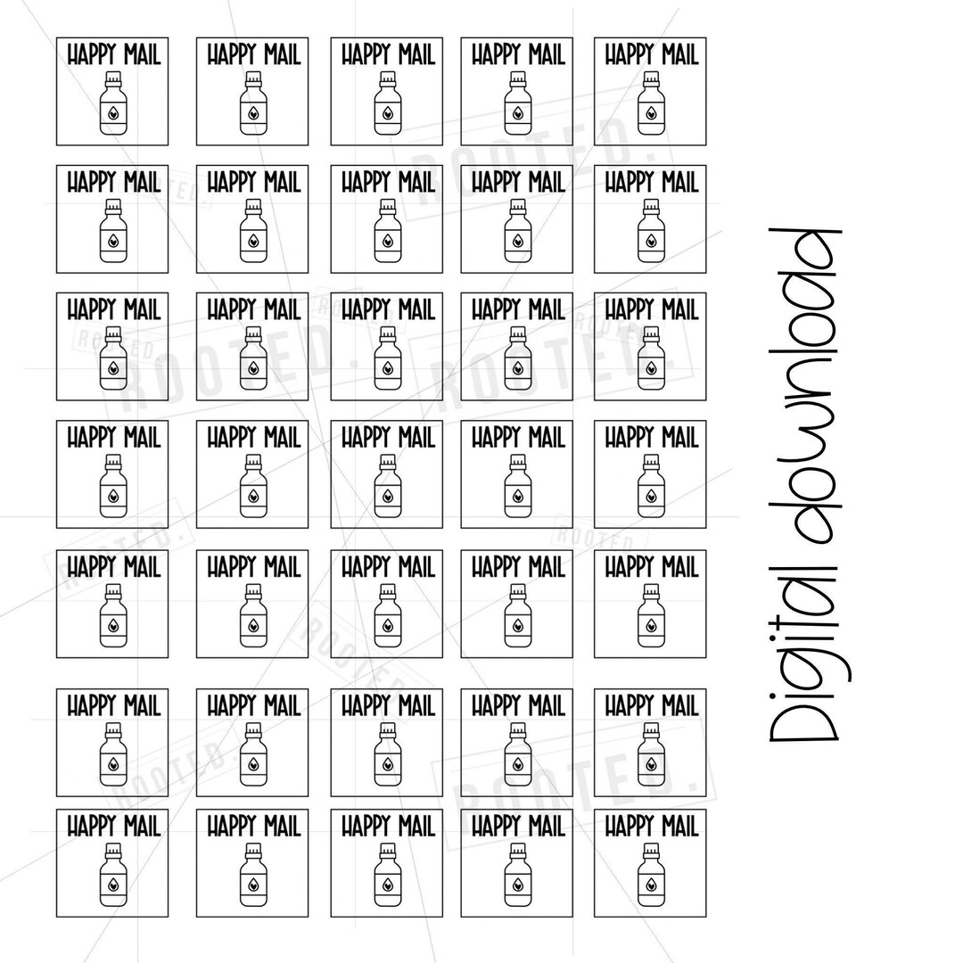 Happy Mail Oil Bottle Stickers - Printable Sheet (PDF & JPG) - Etsy