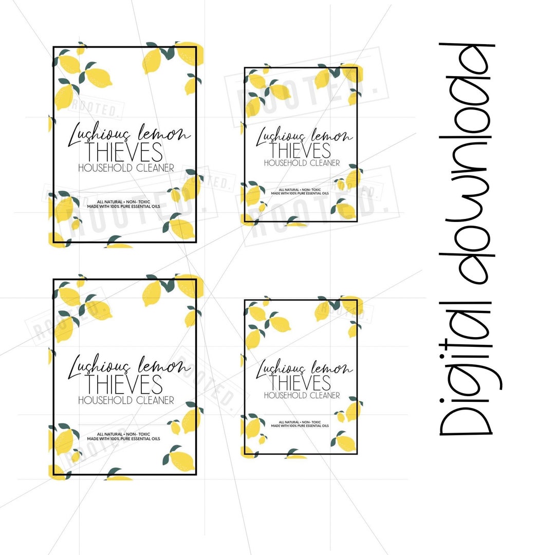 Thieves Cleaner Labels: Lemon Household Spray Bottle (digital Download ...
