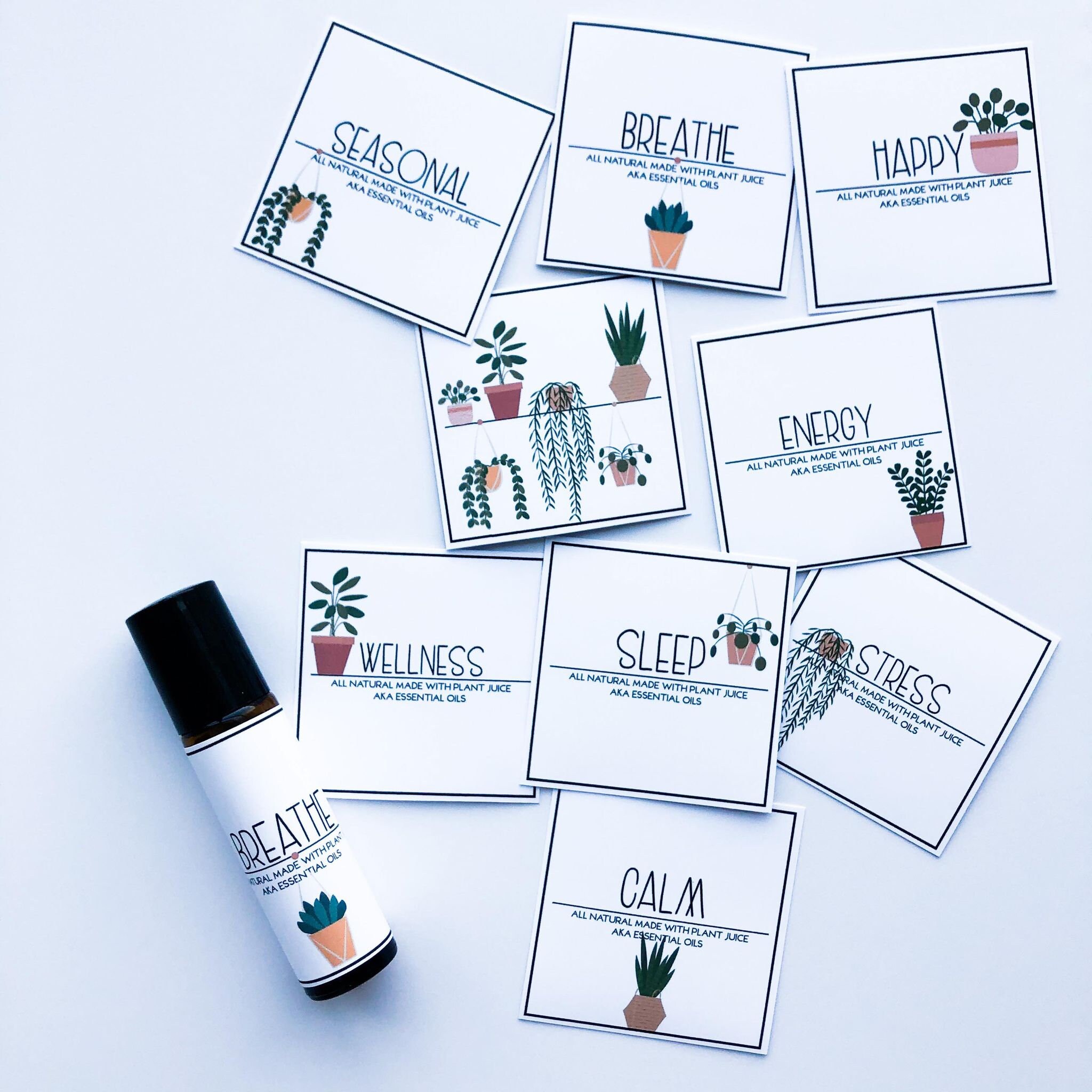 Plant Themed Essential Oil Roller Labels (digital Download) - Etsy