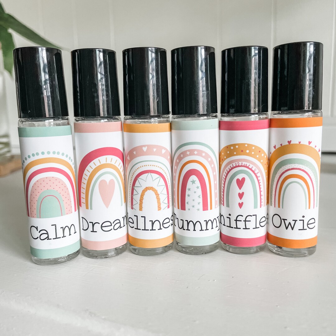 Set of 6 PRINTED Vinyl Roller Label Set for Kids, Girl Rainbow Roller ...