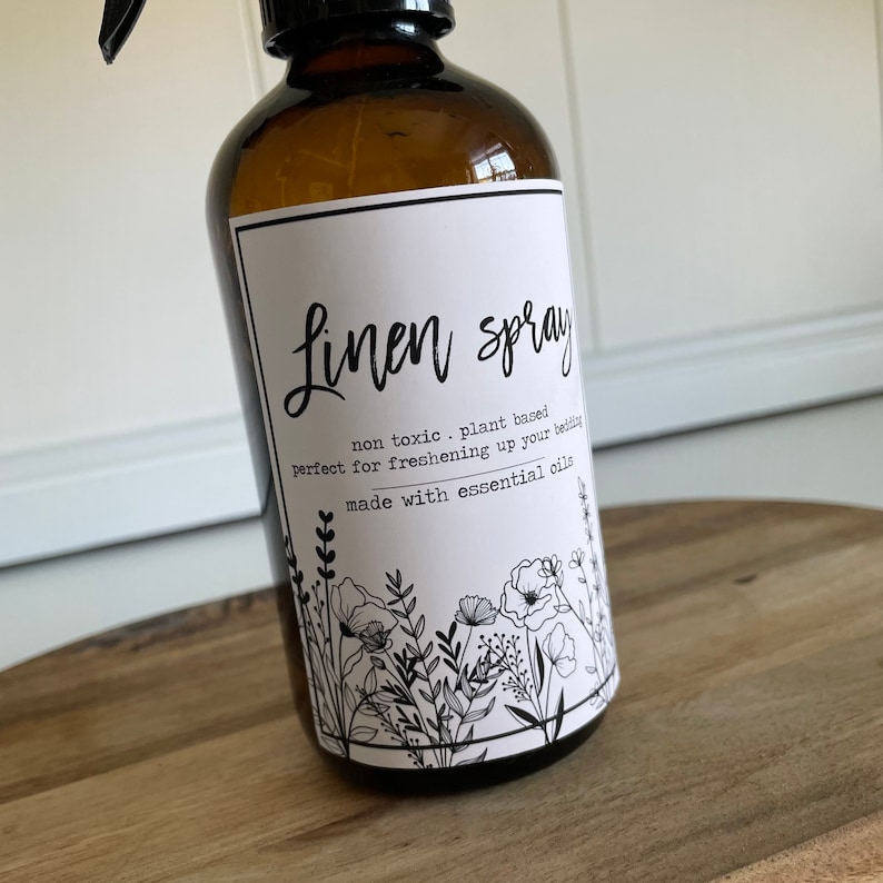Linen Spray Label: Modern DIY Essential Oil Blend, Waterproof Vinyl - Etsy