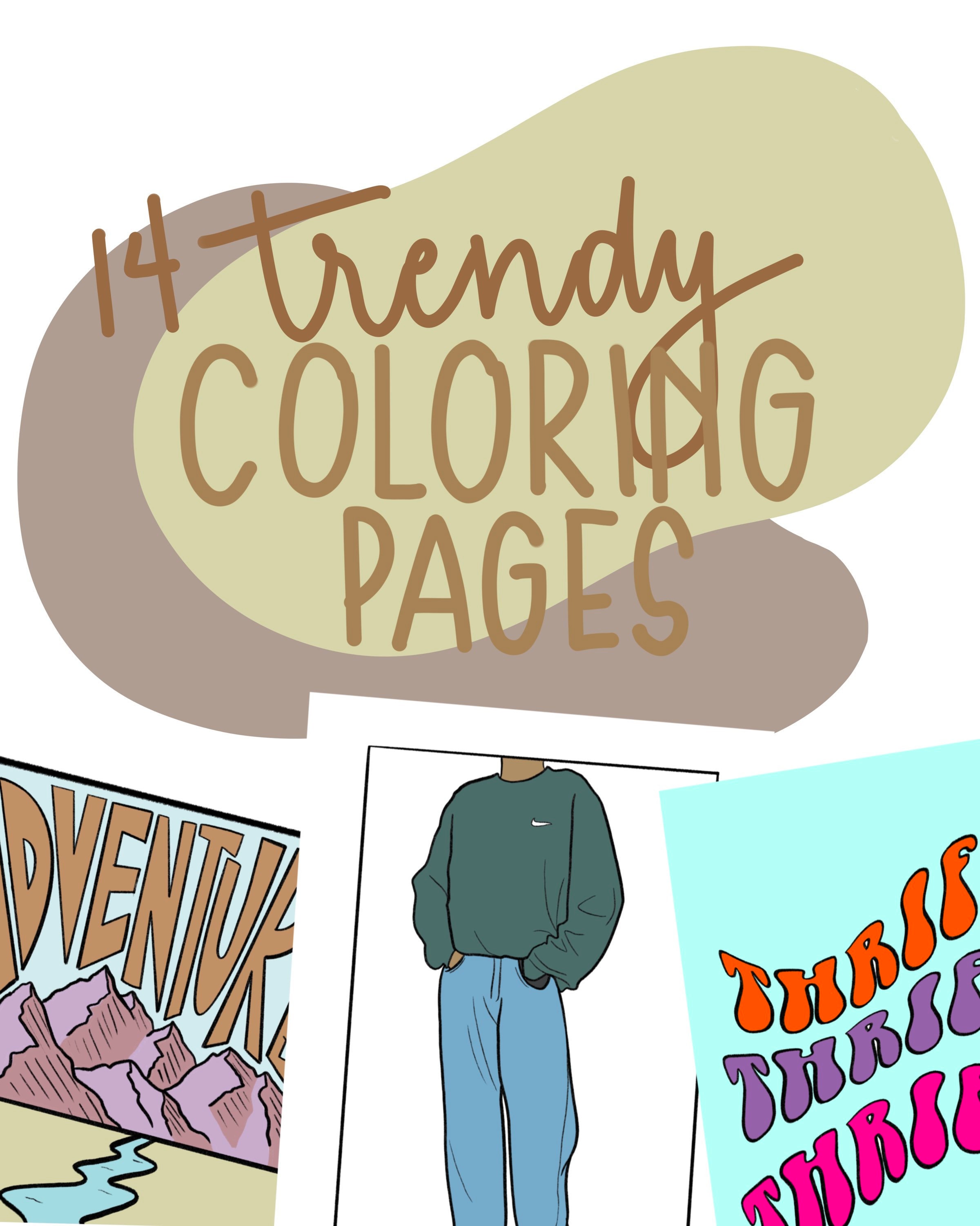 Trendy Coloring Pages - Etsy