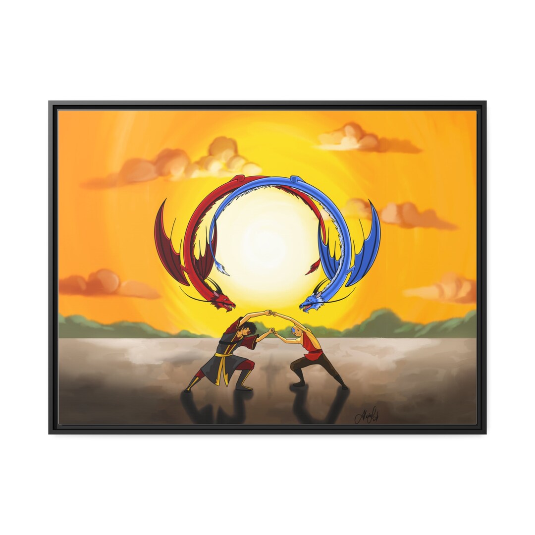 ATLA Ghibli Dancing Dragon Inspired Art on Matte Canvas, Black Frame - Etsy