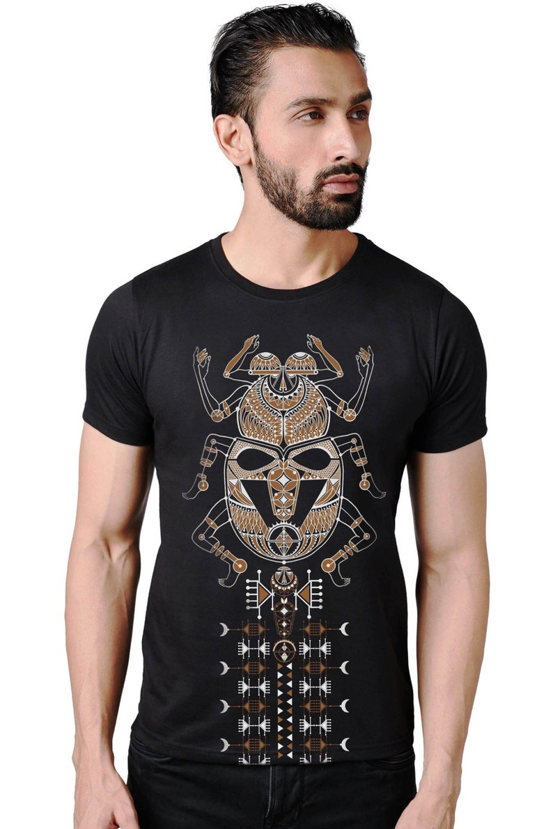 Scarab Beetle Art T-shirt, Unique Insect Tee, Steampunk Designer ...