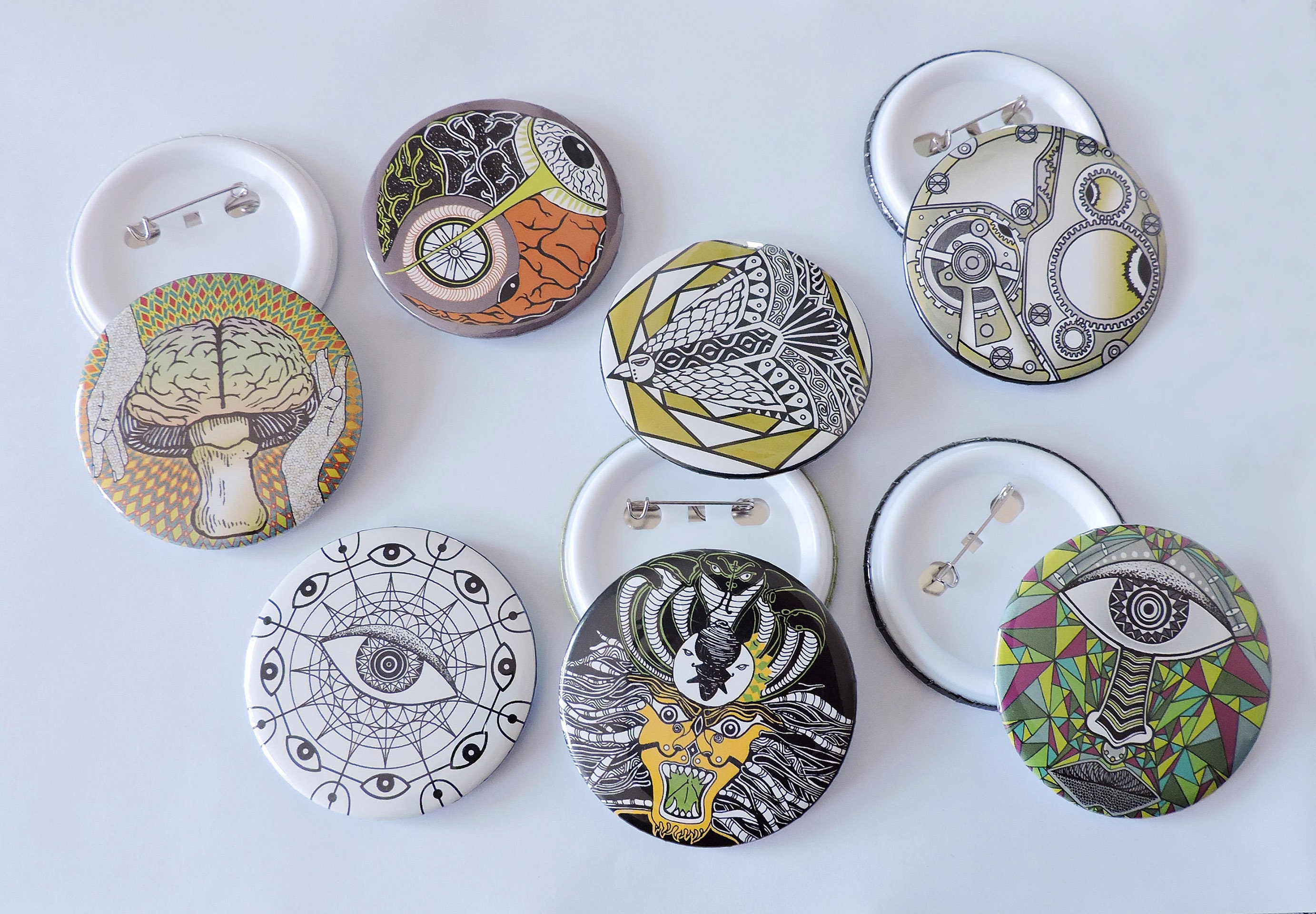 Alien Art Alien Pins Pin Badges Geometry Art Button | Etsy