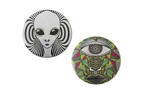 Alien Art Alien Pins Pin Badges Geometry Art Button | Etsy