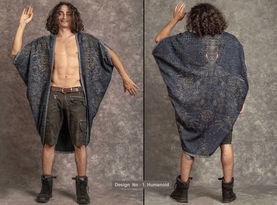 Reversible Men's Kimono, Shaman Ritual Clothing, Psychedelic Kimono ...