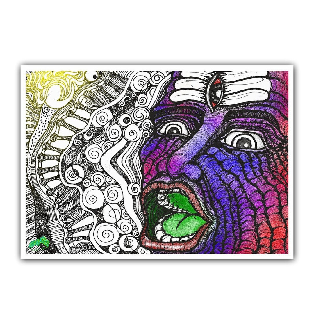 Shiva Kalyuga Art Canvas Wall Art, Psychedelic Poster Canvas Print ...
