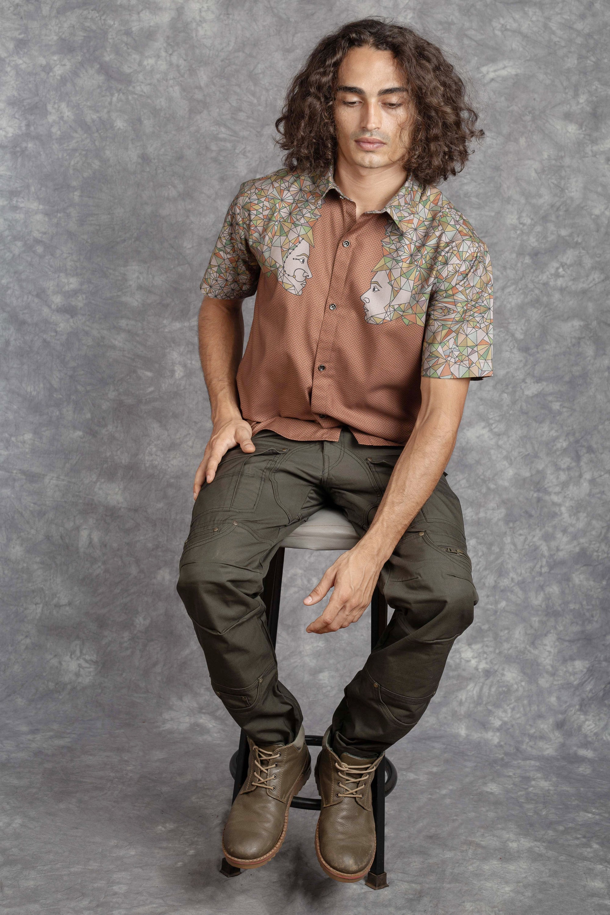 Designer Button up Shirt Wolf Button Down Boho Shirtshaman - Etsy