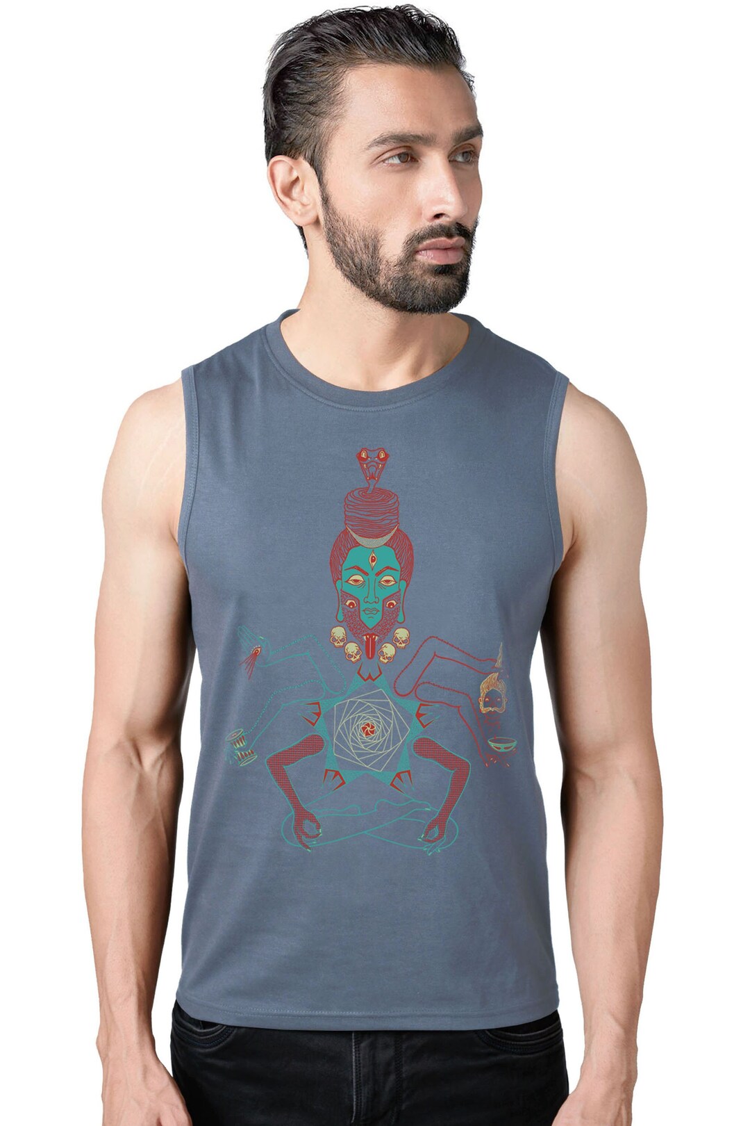 Spiritual Men's T-shirt, Shiva Yogi Meditation Indian Art Mens Tank Top ...