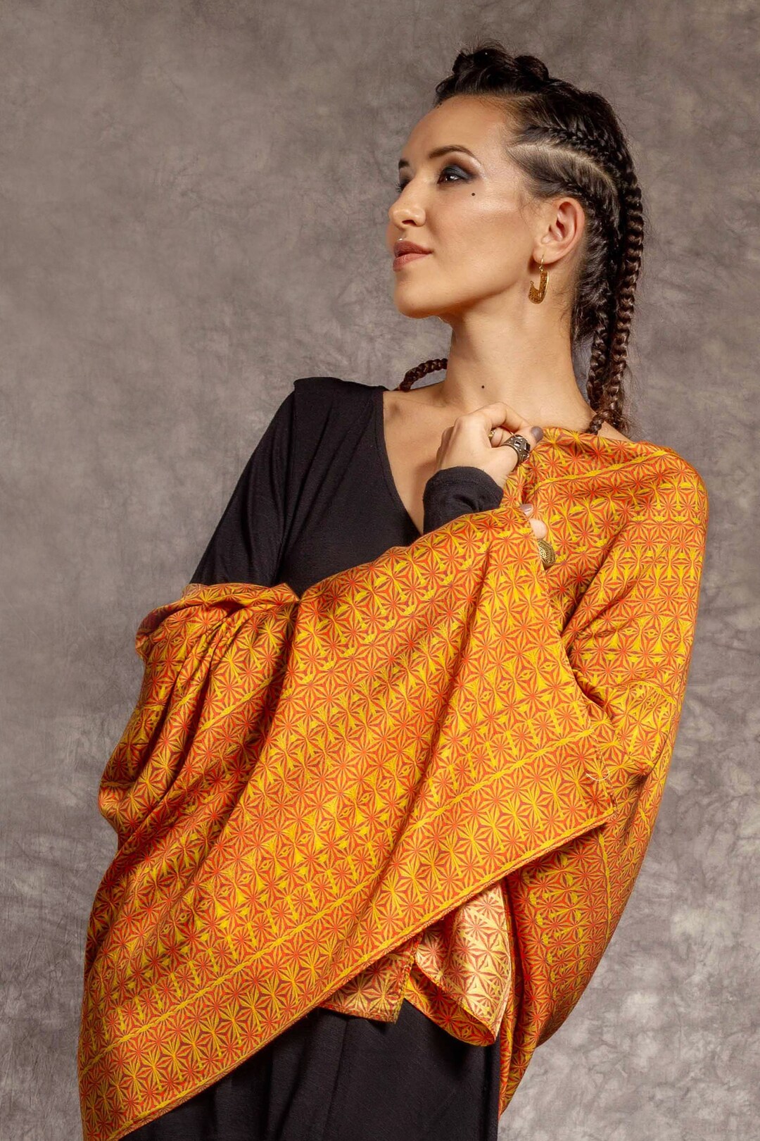 Luxury Cotton Silk Scarf, Red Yellow Summer Scarf, Designer Scarf ...