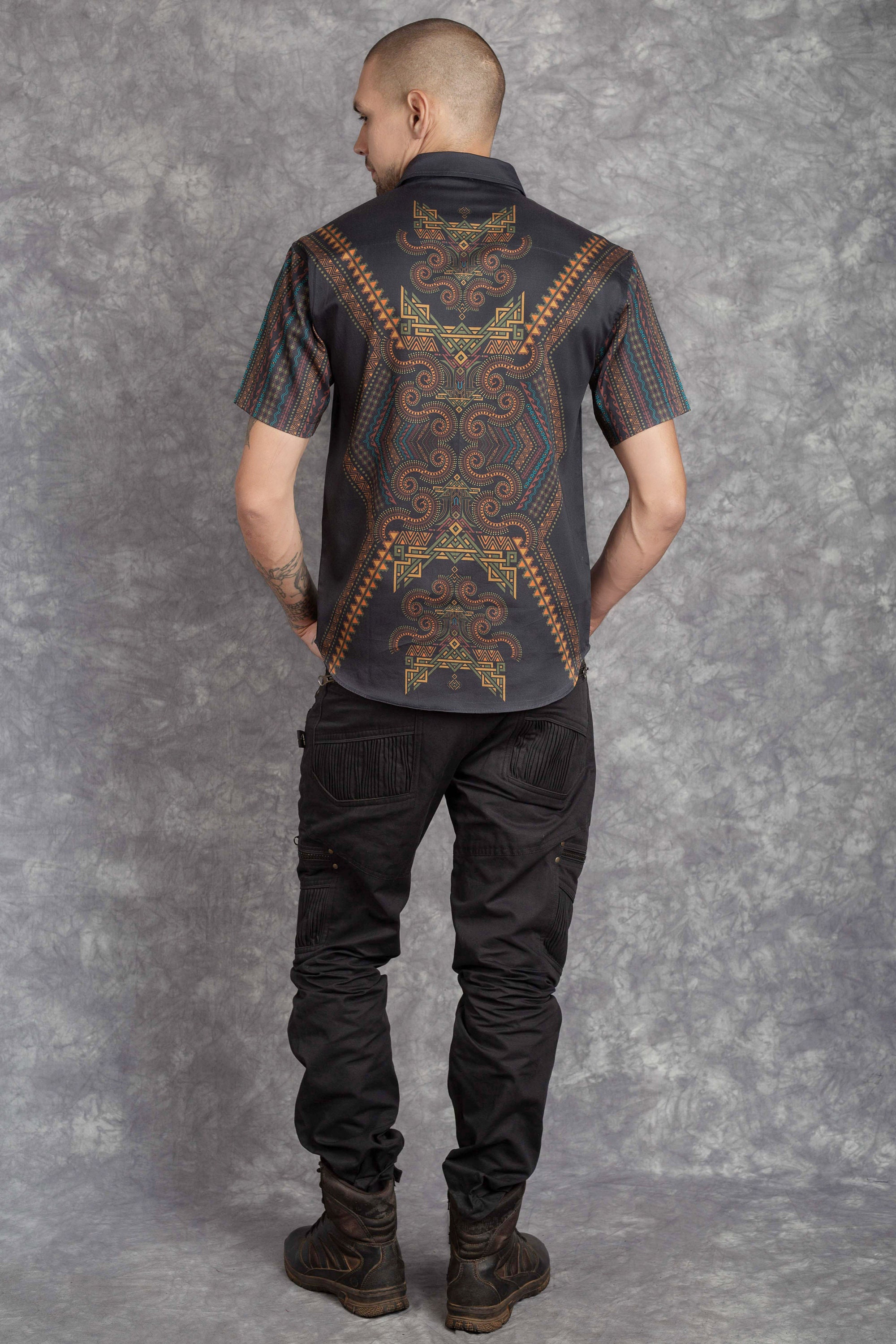 Shaman Art Button up Shirt, Festival Clothing, Psychedelic Shirt ...