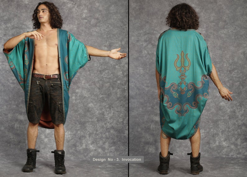 Reversible Men's Kimono, Shaman Ritual Clothing, Psychedelic Kimono ...
