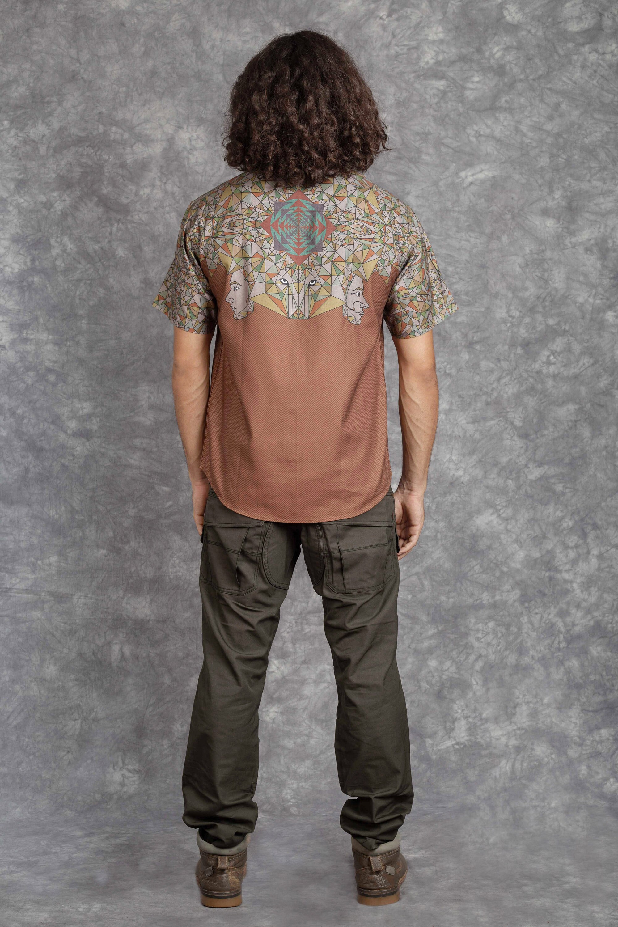 Designer Button up Shirt Wolf Button Down Boho Shirtshaman - Etsy