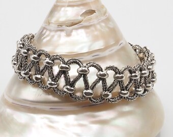 Braided Sterling Silver Bracelet Middle Size With Pusher Clasp,brand ...
