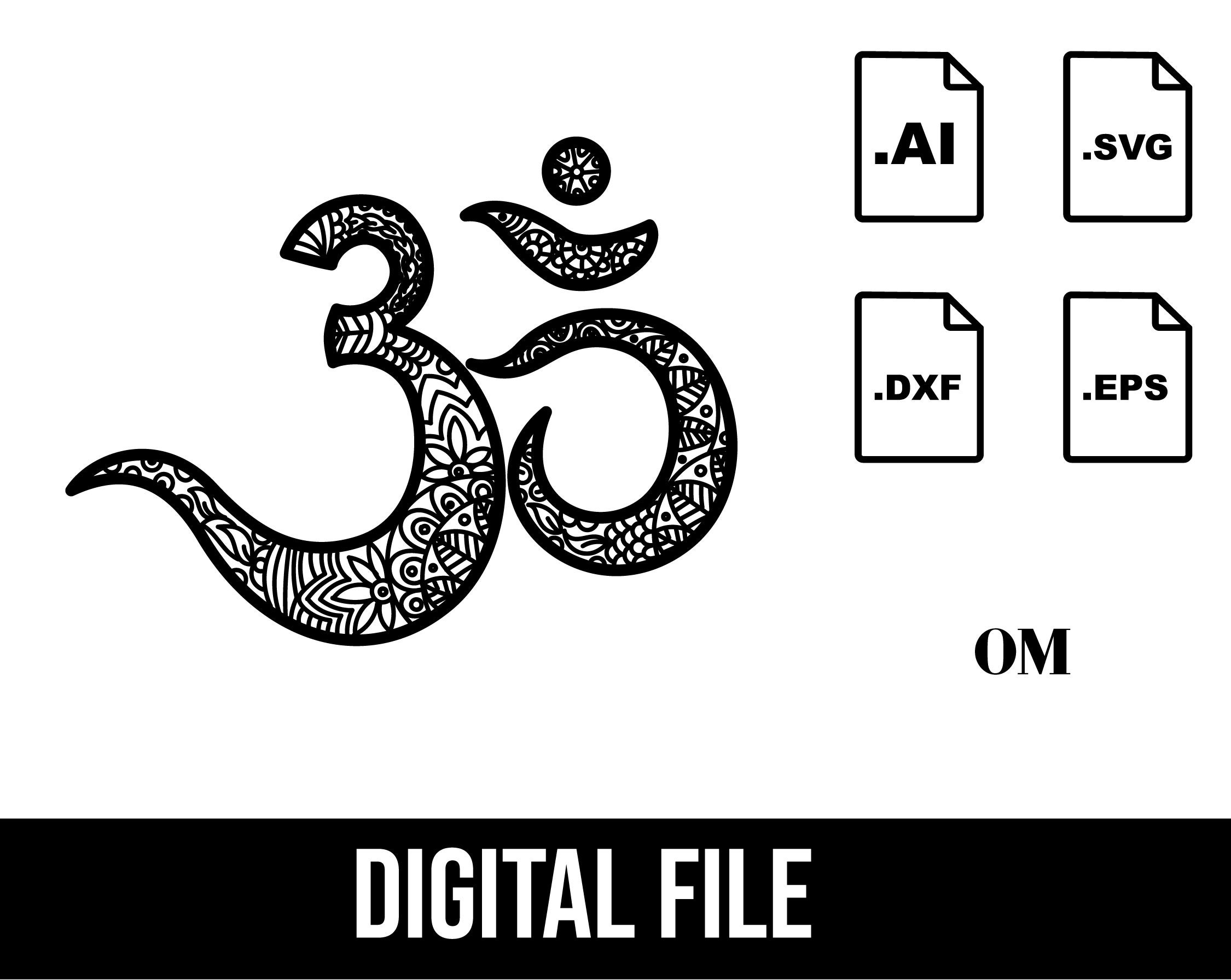 OM Symbol Mandala SVG, Dxf, Png, AUM, Cut File for Cricut, Silhouette ...