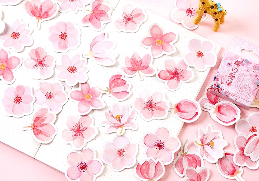 Sakura Flower Stickers Pink Petal Floral Japanese Tree Garden Scrapbook ...