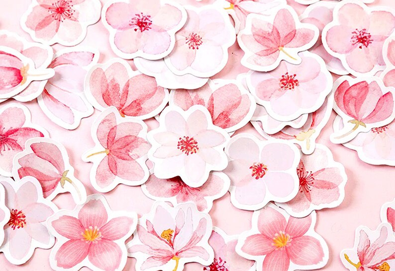 Sakura Flower Stickers Pink Petal Floral Japanese Tree Garden - Etsy
