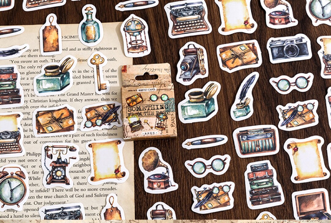 Something From the Past Stickers Vintage Object Old Telephone Clock ...