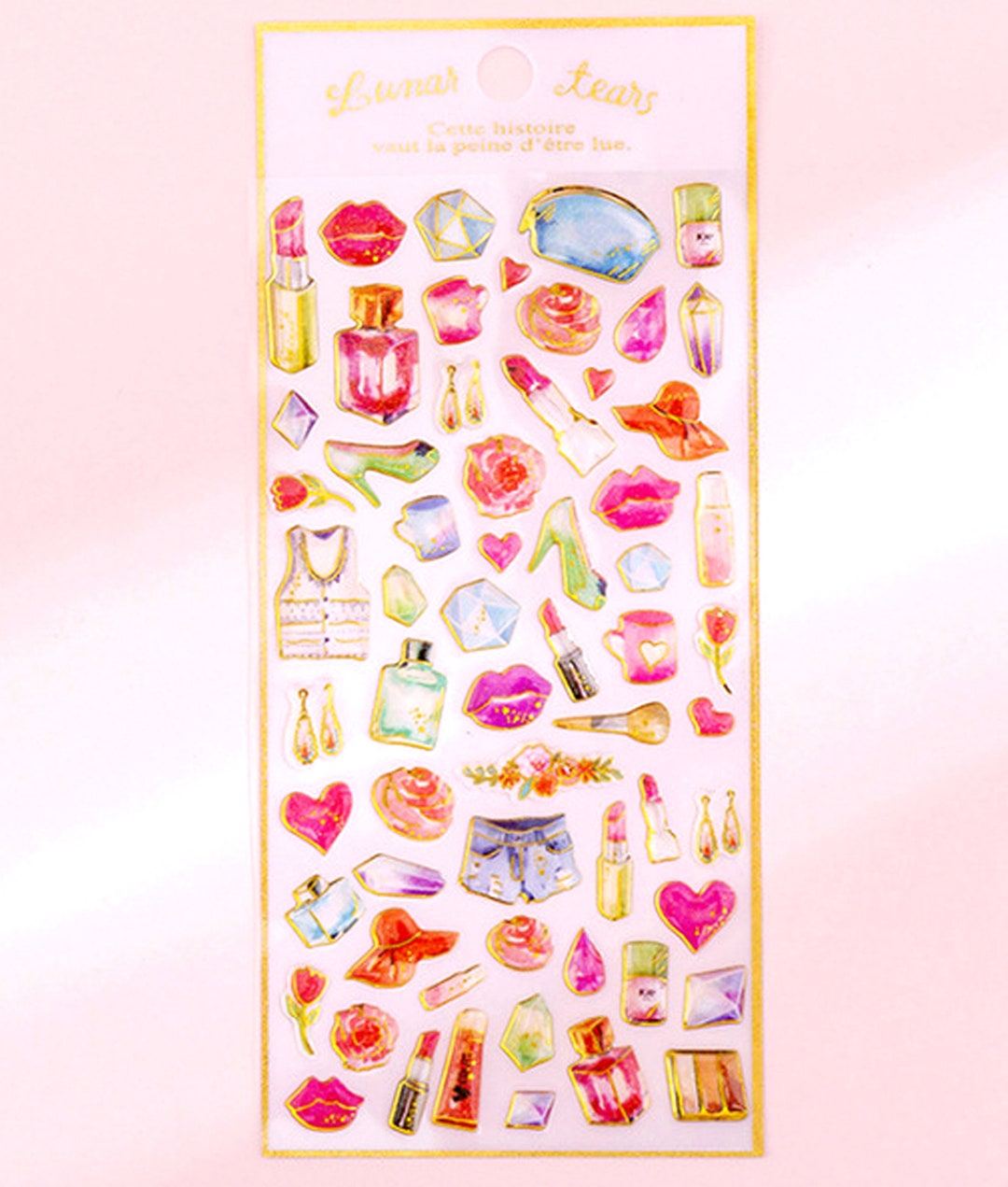 Glitter Lipstick Stickers 3D Lips Heart Flower Shoe Fashion Scrapbook ...