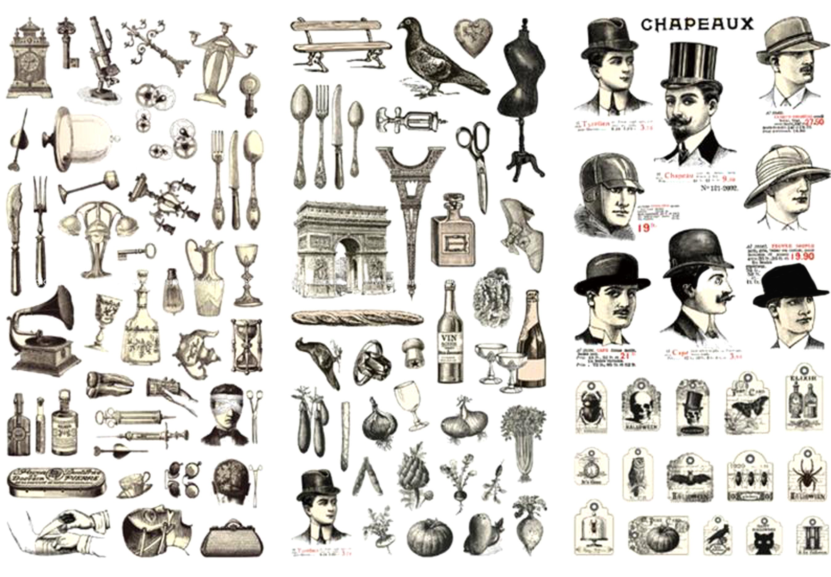 French Sepia Stickers Vintage Victorian Old Black White - Etsy UK