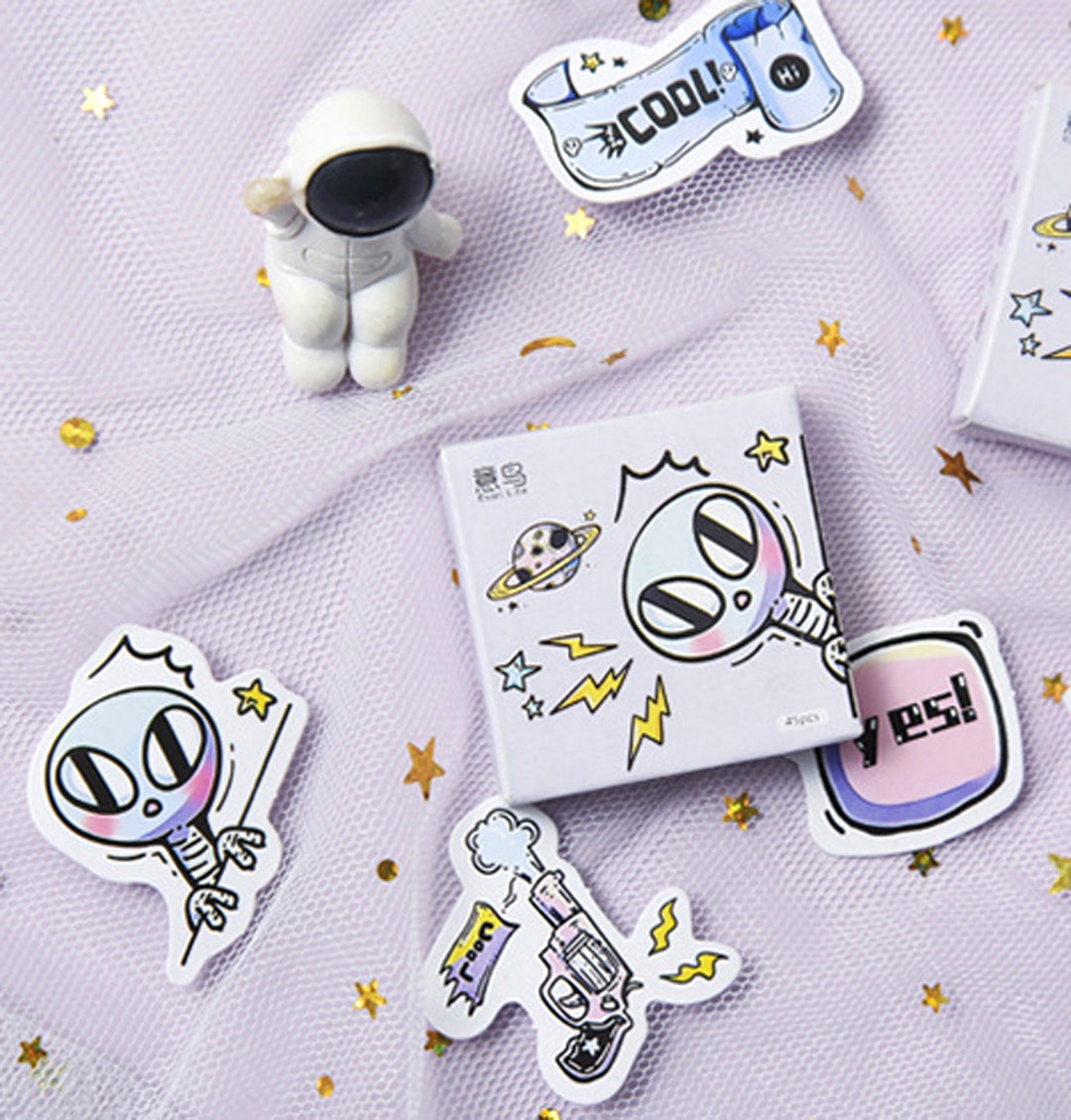 Alien World Stickers UFO Planet Word Drink Star Random Scrapbook ...