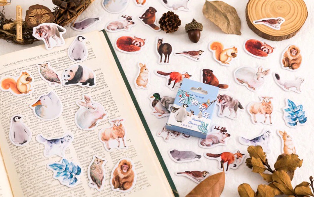 Animal & Bird Stickers Wildlife Rabbit Panda Squirrel Monkey Scrapbook ...