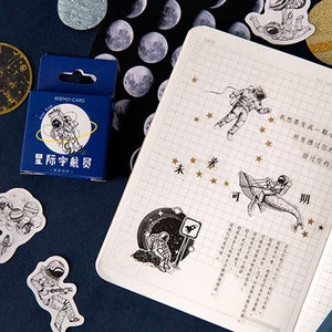 Astronaut Stickers Space Travel Star Moon Planet Black White Astronomy ...