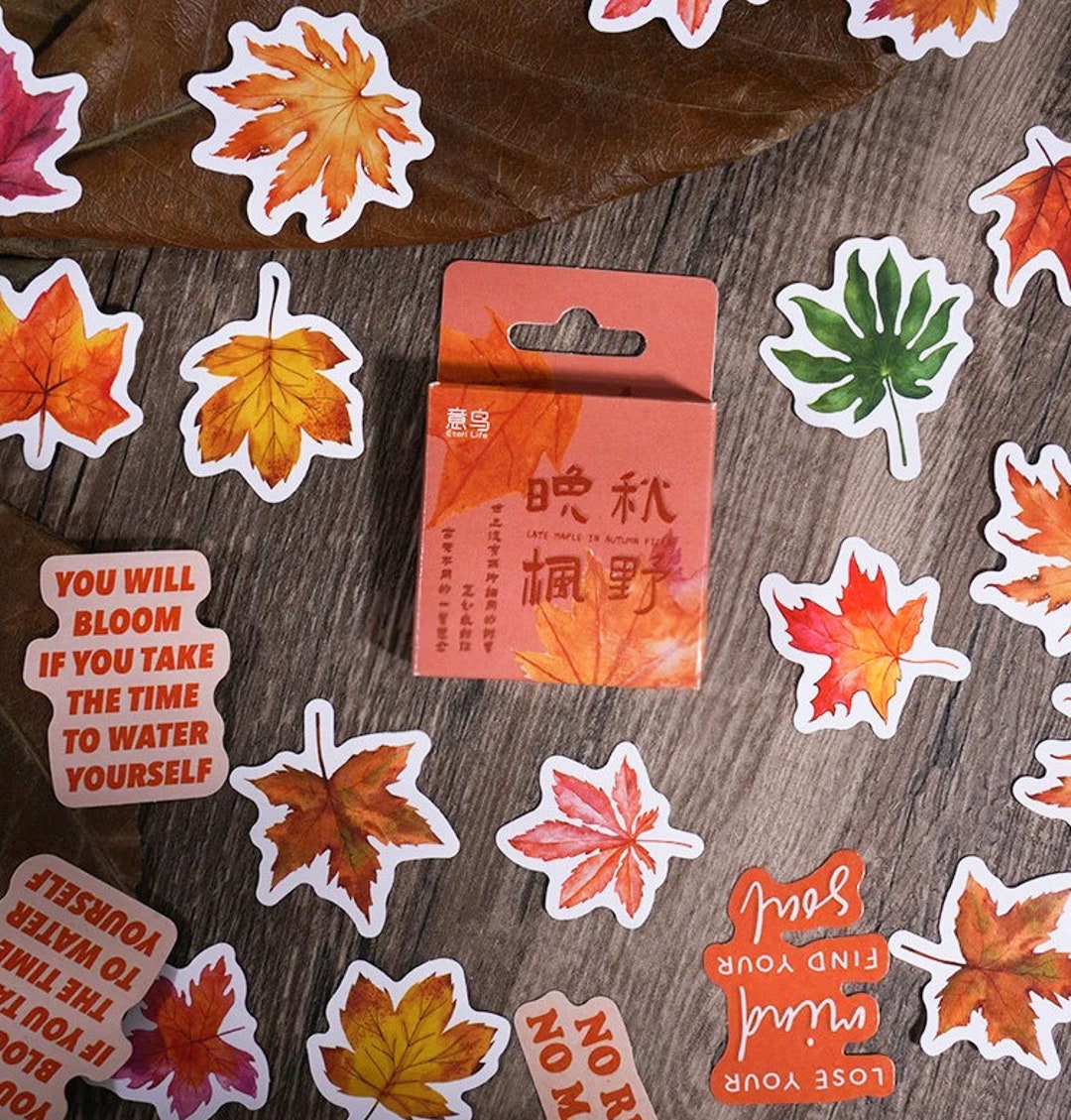 Autumn Leaf & Word Stickers Tree Garden Scrapbook Journal Diary Planner ...