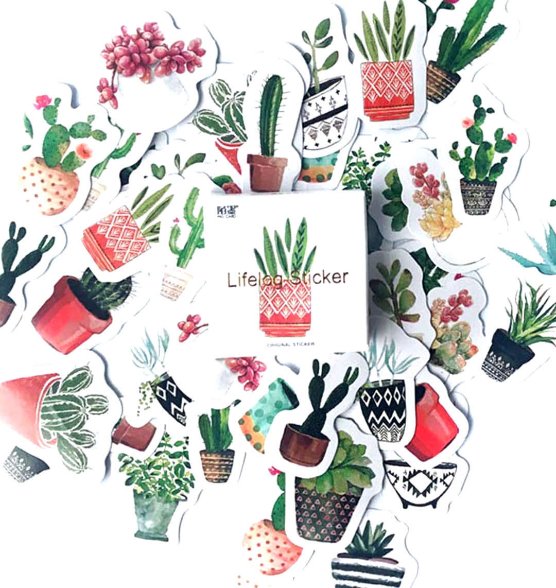 Cactus Stickers Houseplant Flower Plant Garden Scrapbook Diary Journal ...