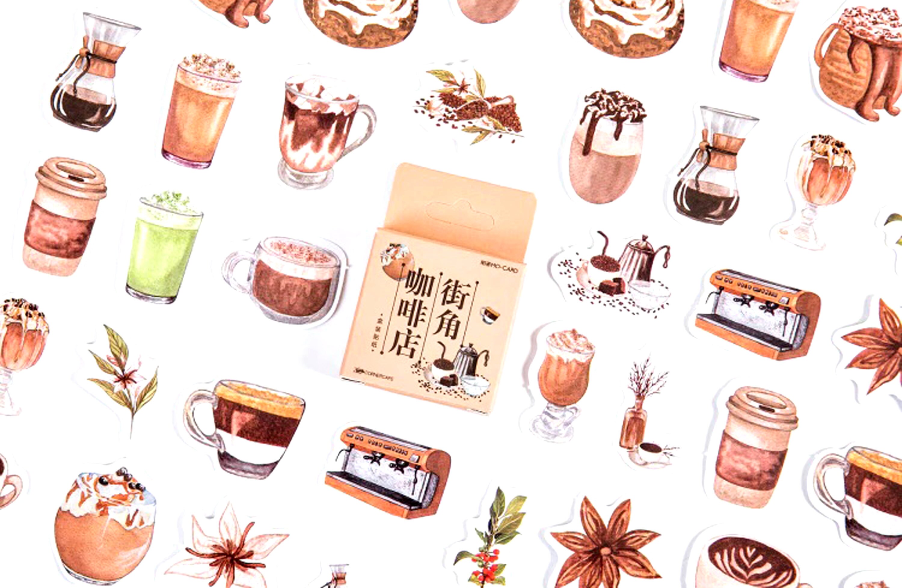 Cornercafe Stickers Coffee Drink Mug Cafe Leaf Cake Scrapbook - Etsy