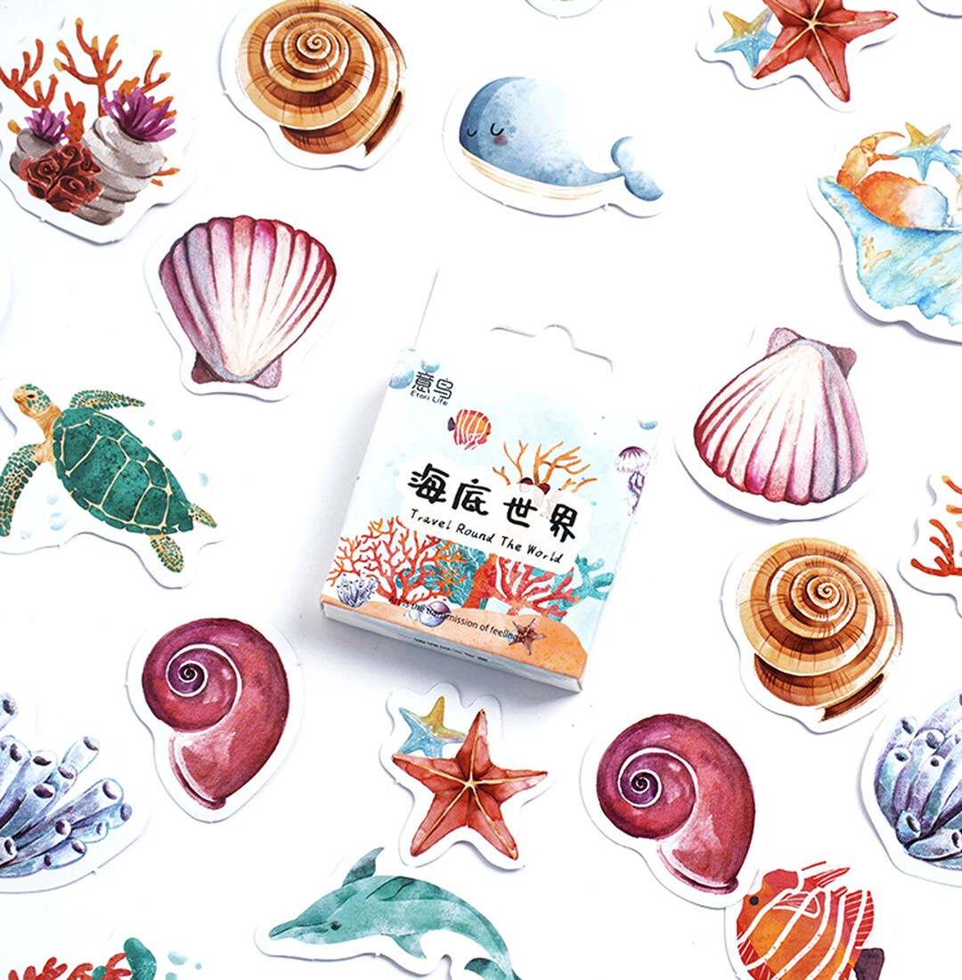 Beach & Ocean Stickers Fish Shell Coral Seahorse Turtle Octopus Sea ...
