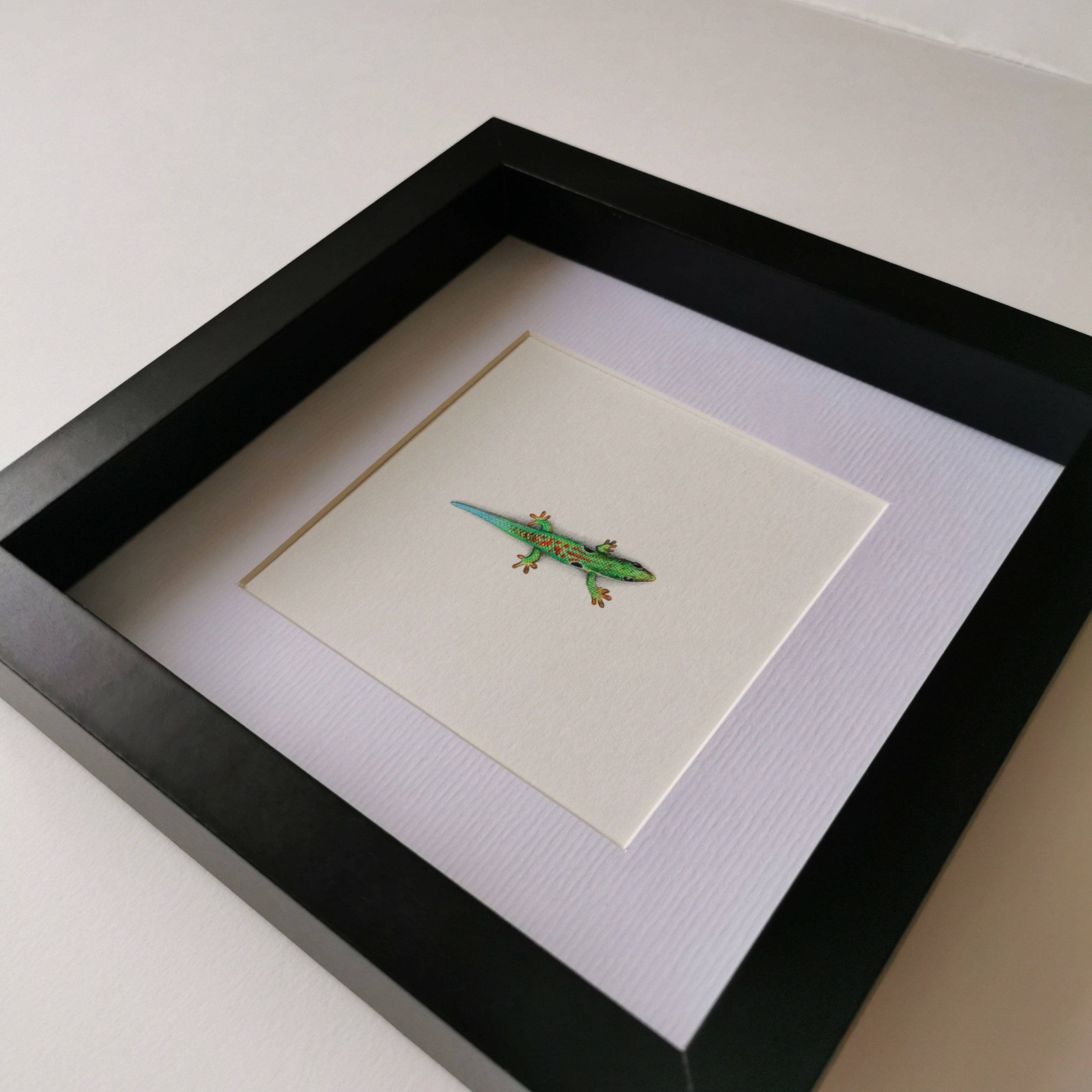 Gecko Original Framed Drawing, Miniature Art, Gecko Wall Art, Reptile ...