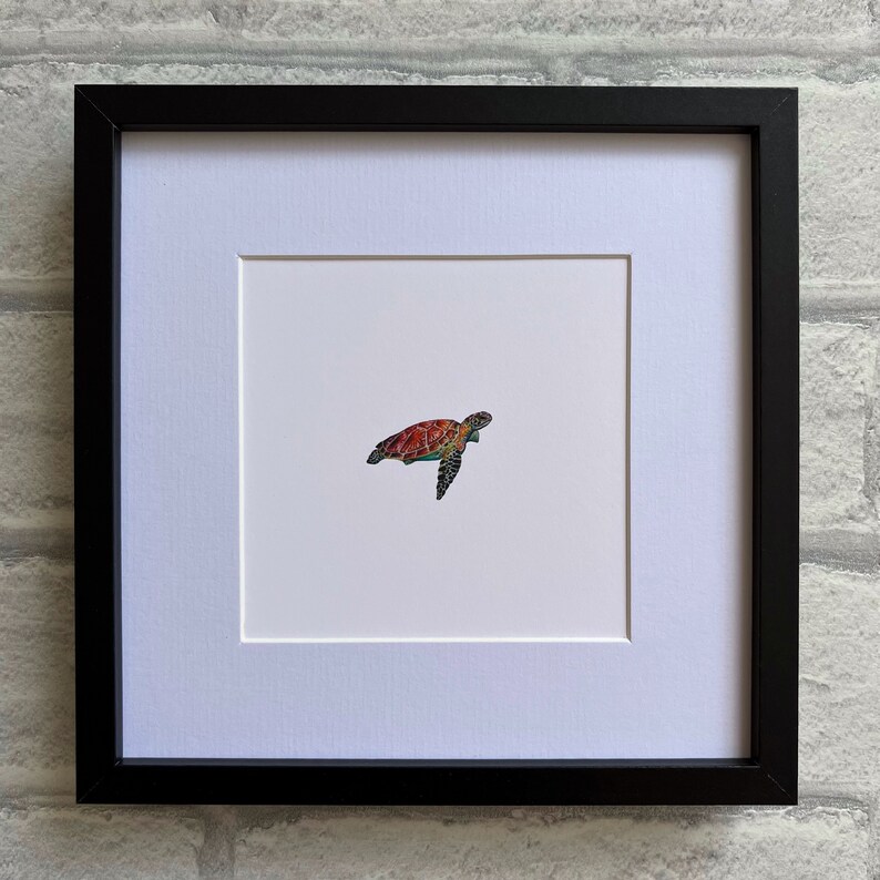 Turtle Print, Miniature Art, Pencil Drawing, Miniature Art, Turtle ...