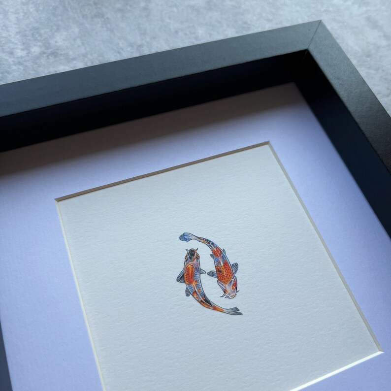 Koi Fish Miniature Original Drawing, Japanese Koi Wall Art, Koi Pond ...