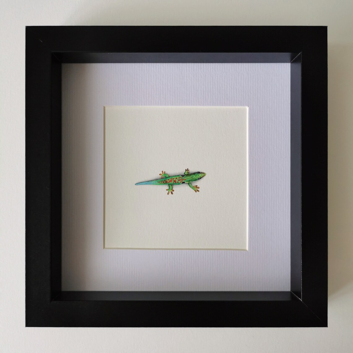 Gecko Original Framed Drawing, Miniature Art, Gecko Wall Art, Reptile ...